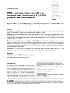 MUC1 expressing tumor growth was retarded after human mucin 1 (MUC1) plasmid DNA immunization ...